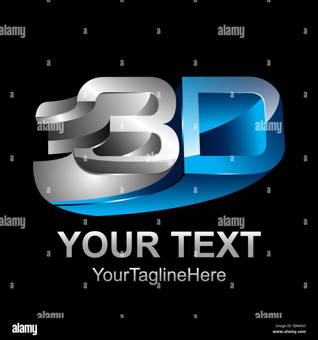 3d text shape vector icon logo illustration. 3d shape rengering design ...