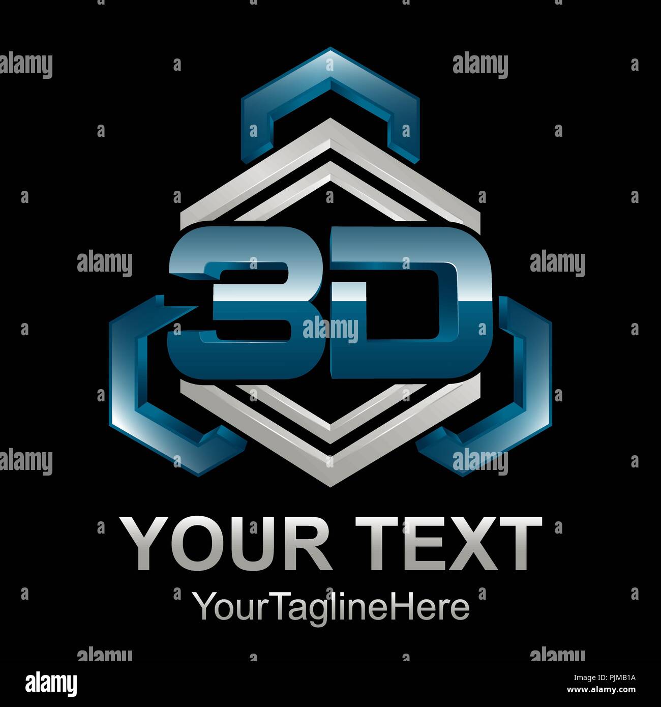 Abstract 3d text shape vector icon logo illustration. 3d shape ...