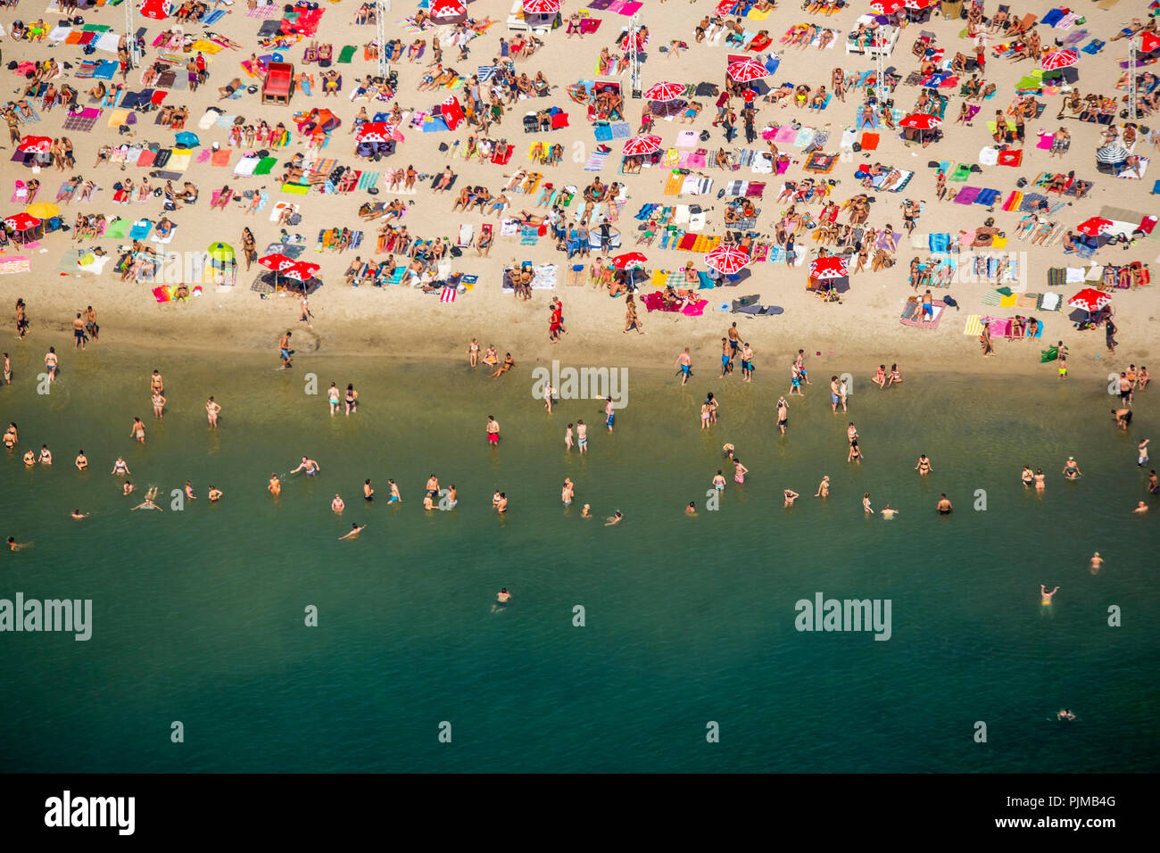Aerial view of beach huts on the north sea hi-res stock photography and ...