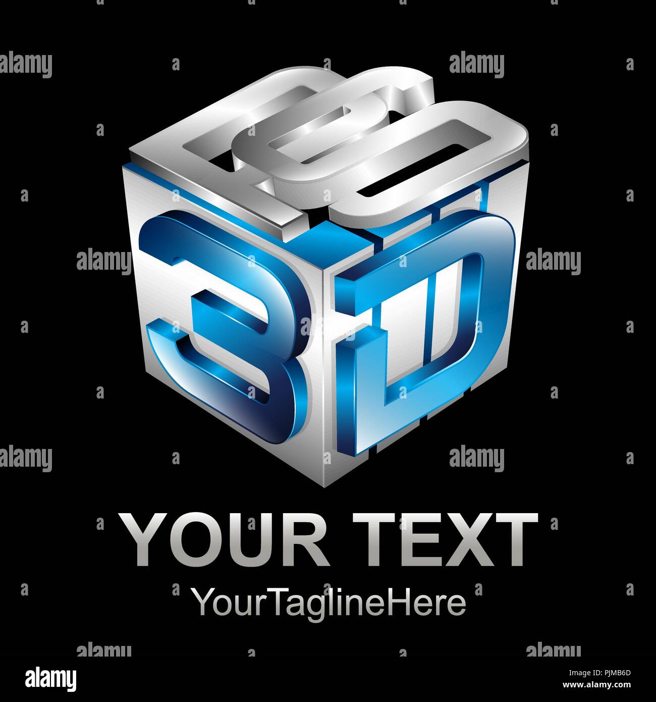 Abstract 3d text shape vector icon logo illustration. 3d shape ...