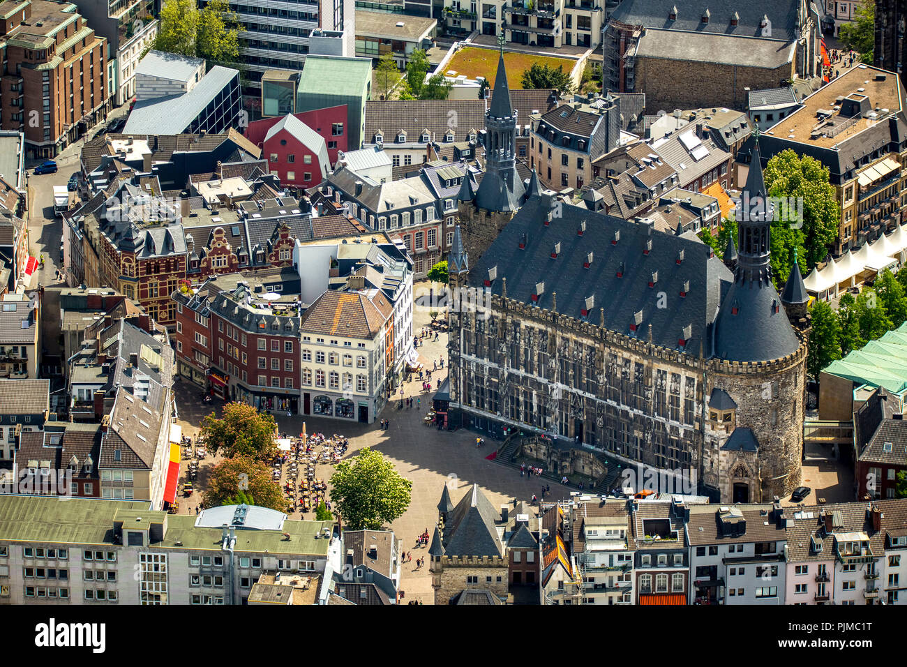 Aachen City Hall, view of the city centre of Aachen, Aachen, Euregio ...
