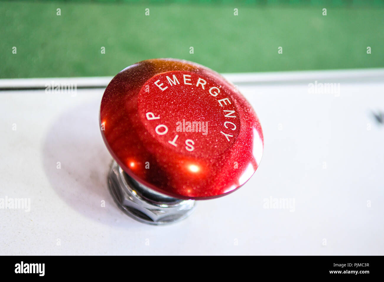 Emergency button for construction equipmenmt Stock Photo - Alamy