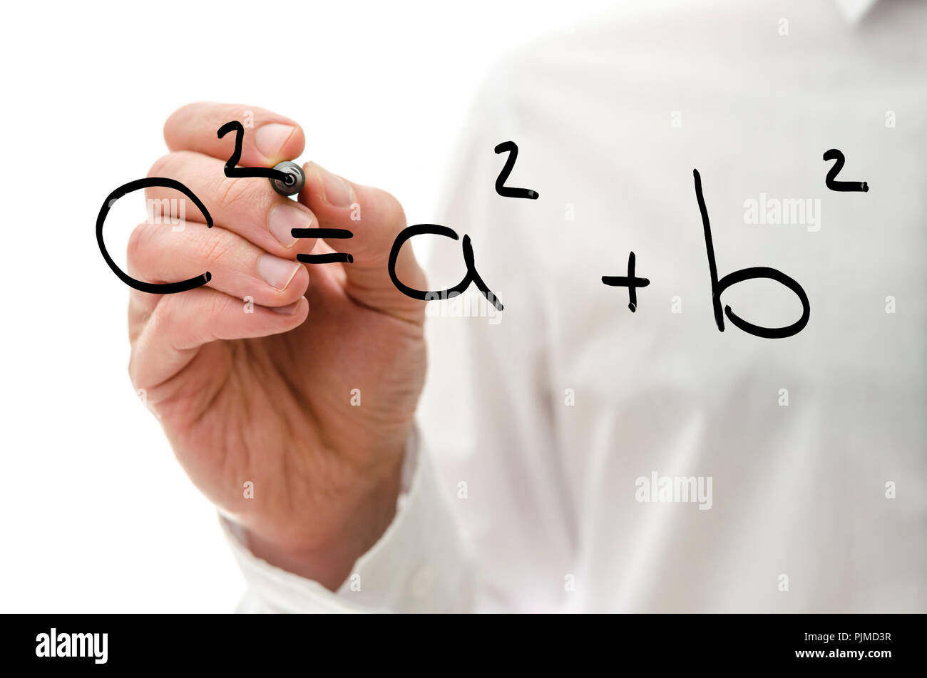 Closeup of writing Pythagorean theorem on virtual board Stock Photo - Alamy