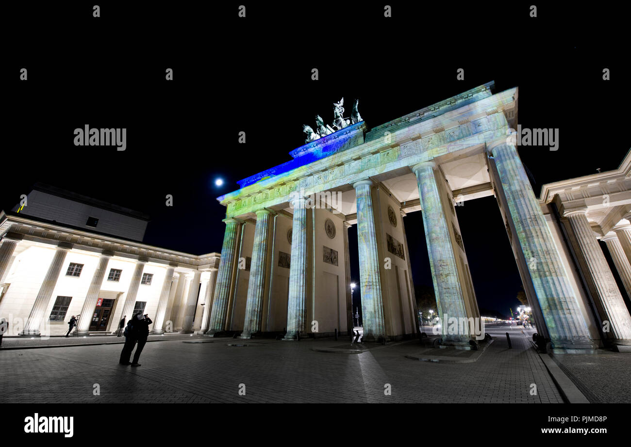 The Brandenburg Gate during the Festival Of Lights in Berlin (Germany ...