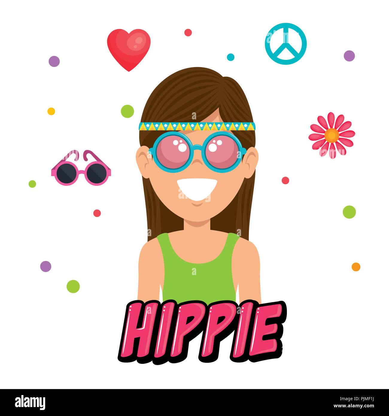 woman hippie lifestyle character vector illustration design Stock ...