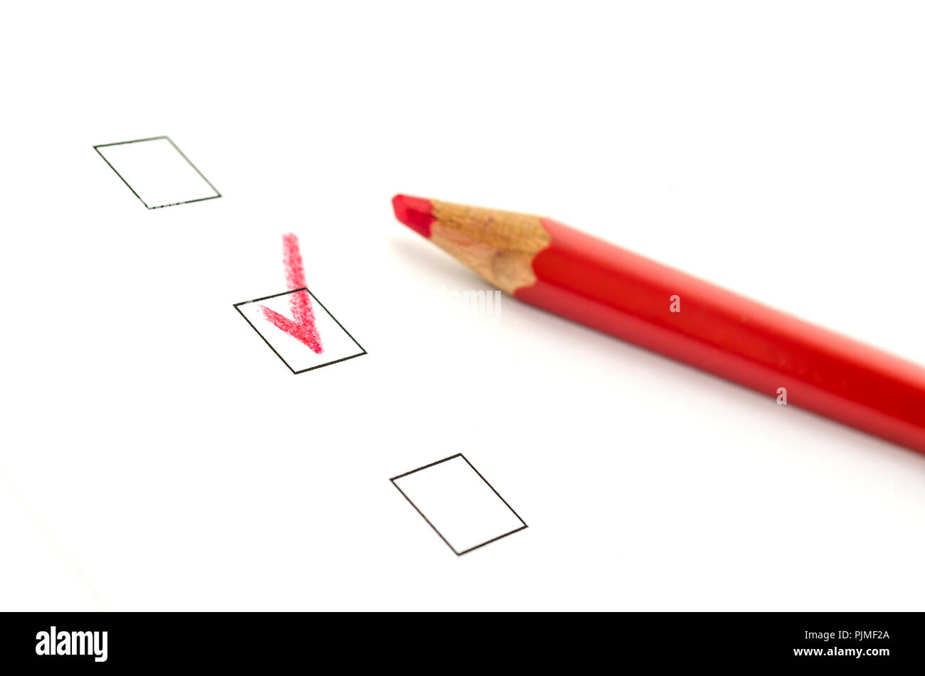 One of the options chosen with red check mark Stock Photo - Alamy