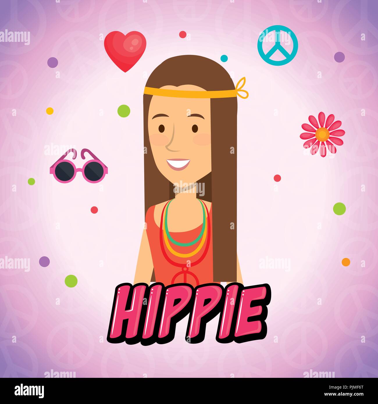 woman hippie lifestyle character vector illustration design Stock ...