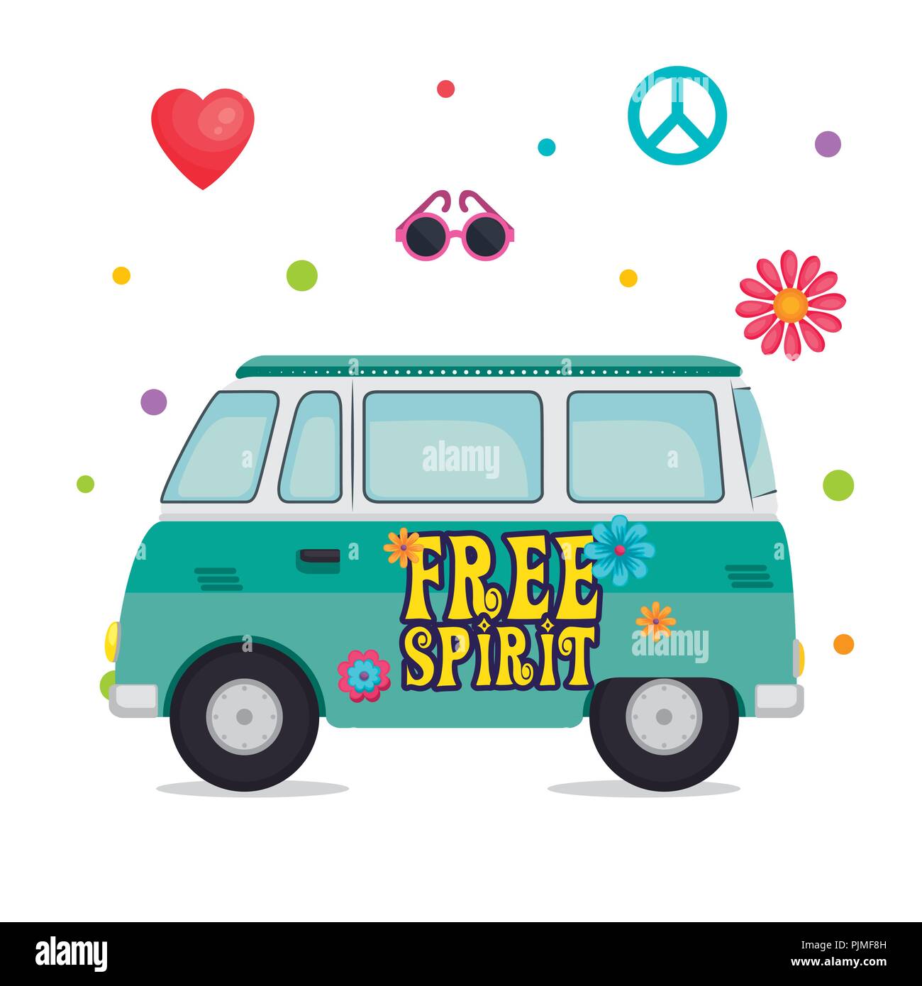 van hippie culture style vector illustration design Stock Vector Image ...