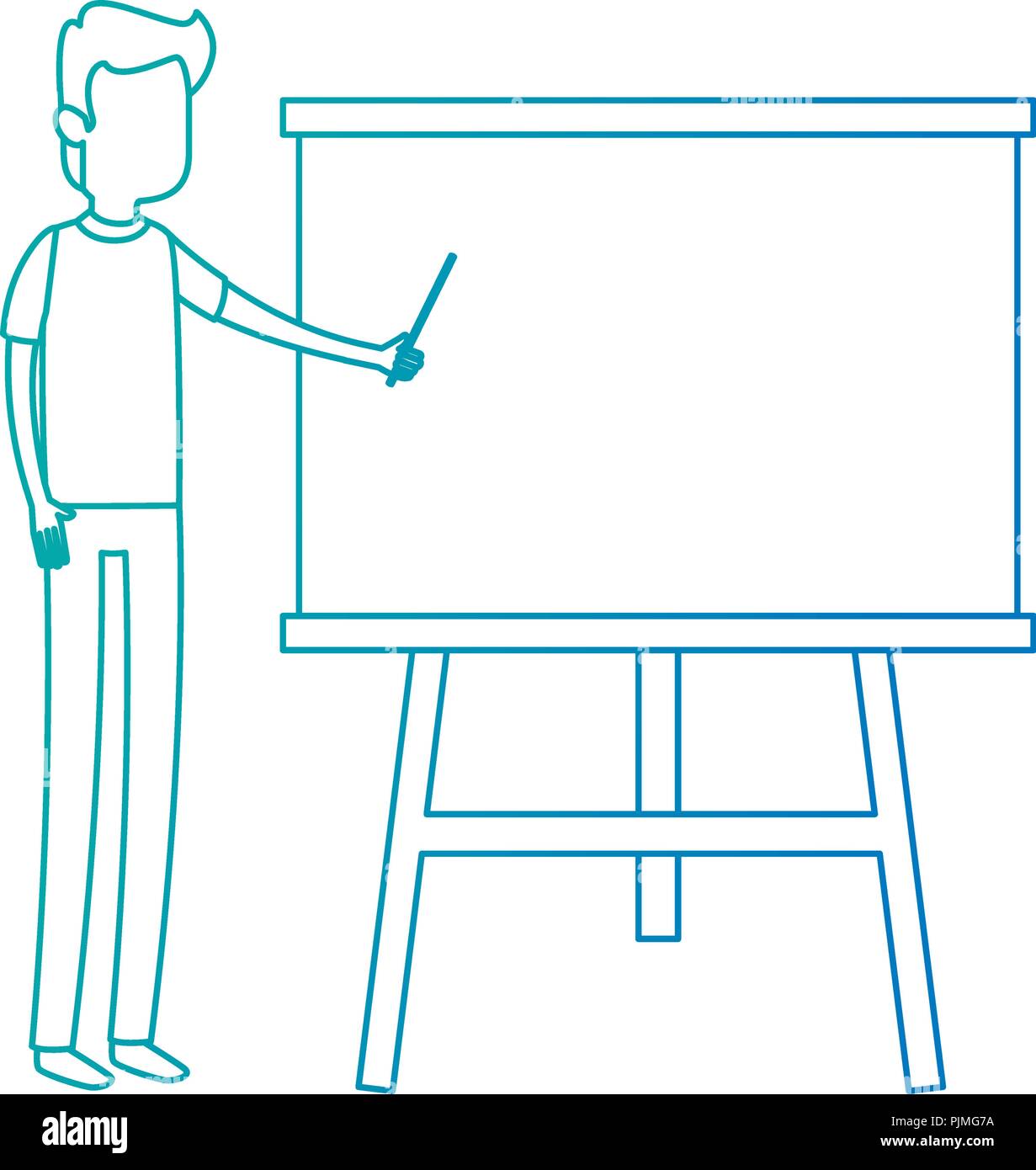 man teaching with paperboard character vector illustration design Stock ...