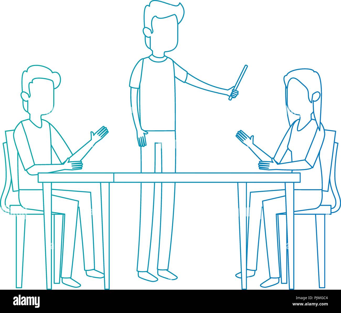 man teaching students characters vector illustration design Stock ...