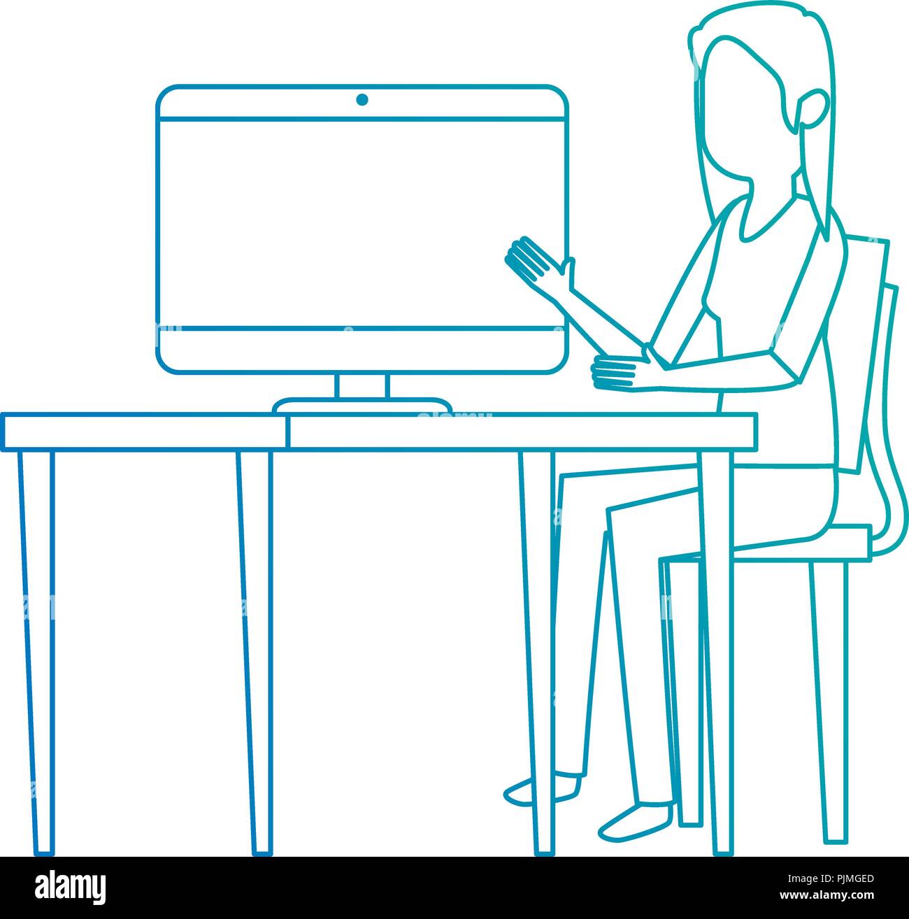 woman teaching in computer character vector illustration design Stock ...