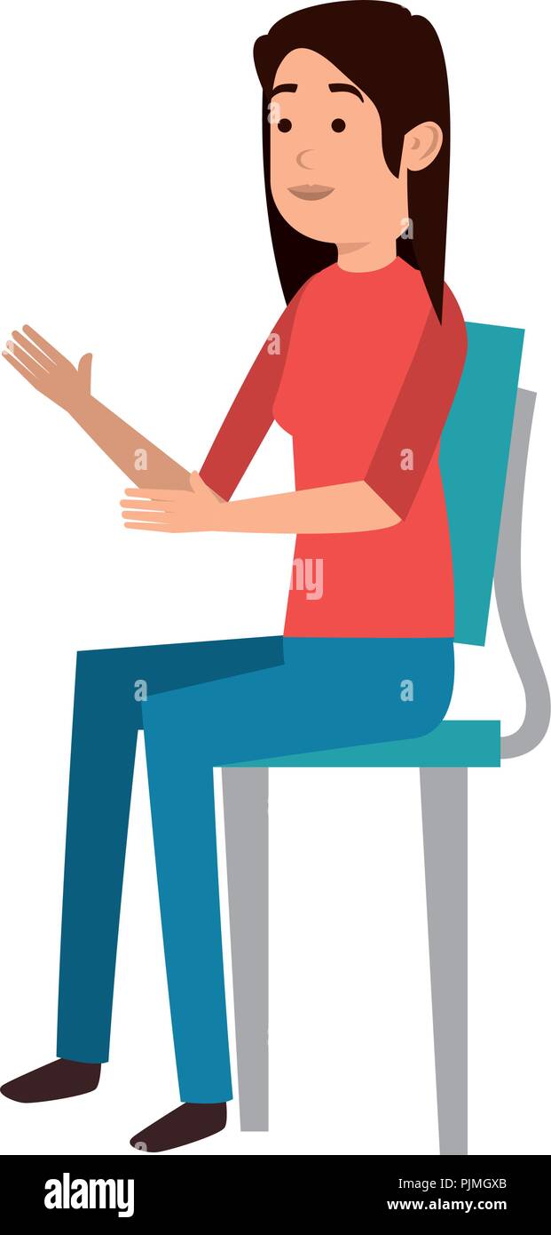 young woman sitting on chair character vector illustration design Stock ...