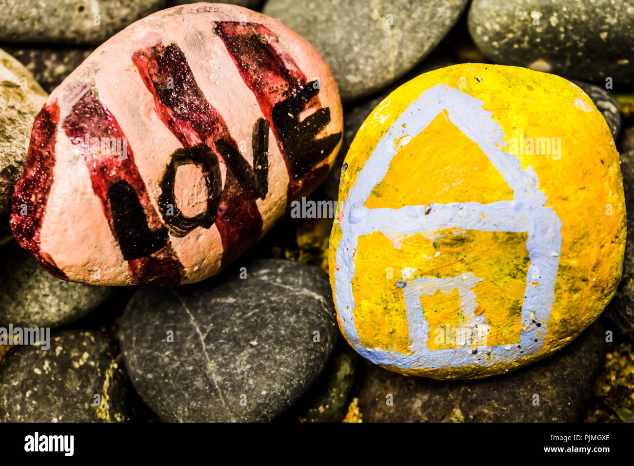 Stone painting - LOVE, Home Stock Photo - Alamy