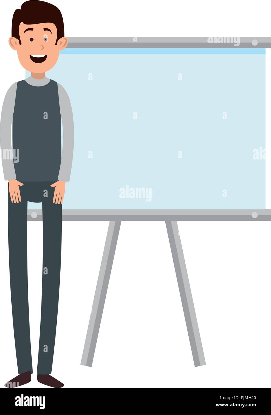 man teaching with paperboard character vector illustration design Stock ...
