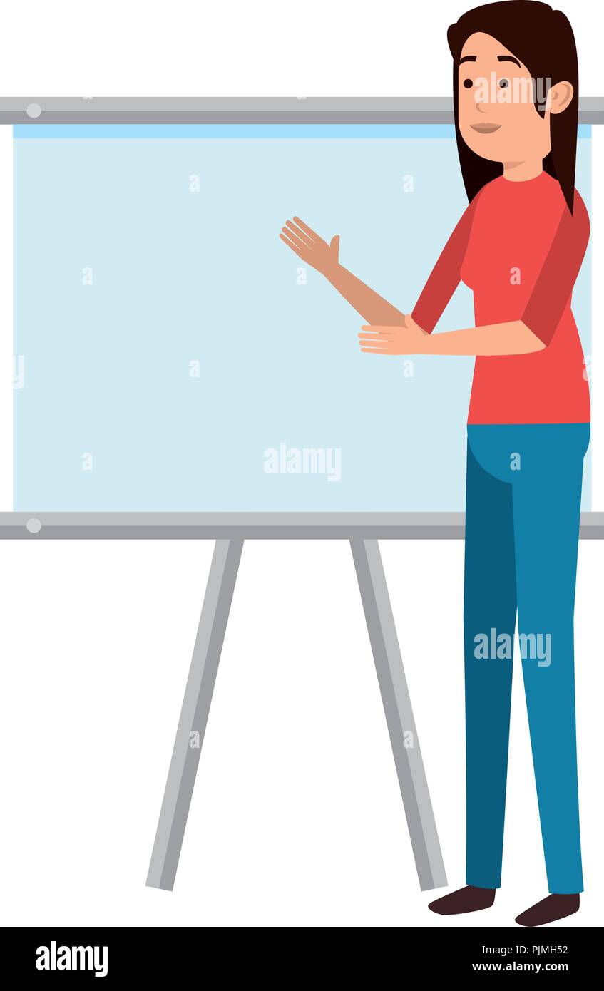 woman teaching with paperboard character vector illustration design ...