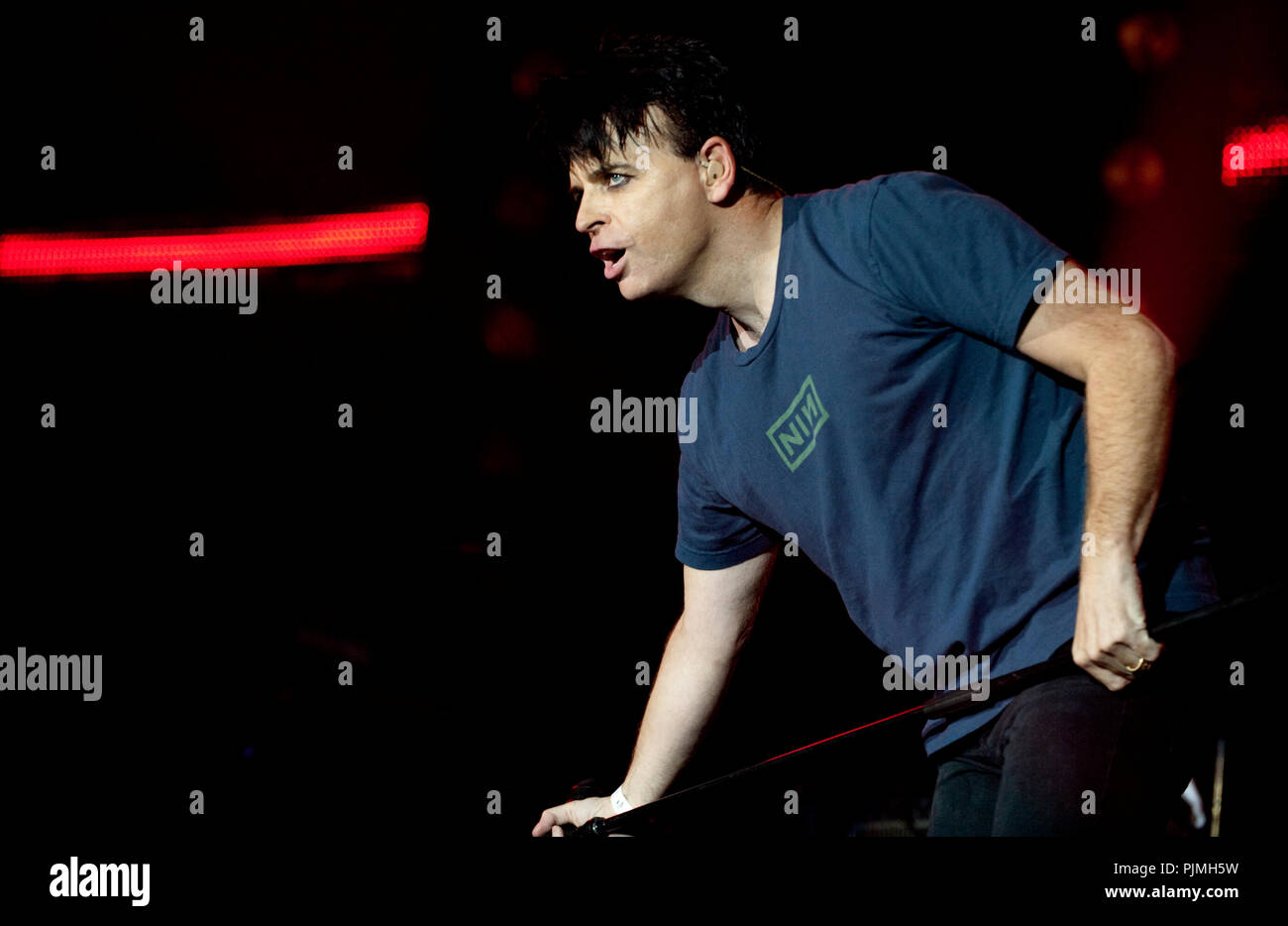 British new-wave artist Gary Numan playing at the first Sinner's Day ...