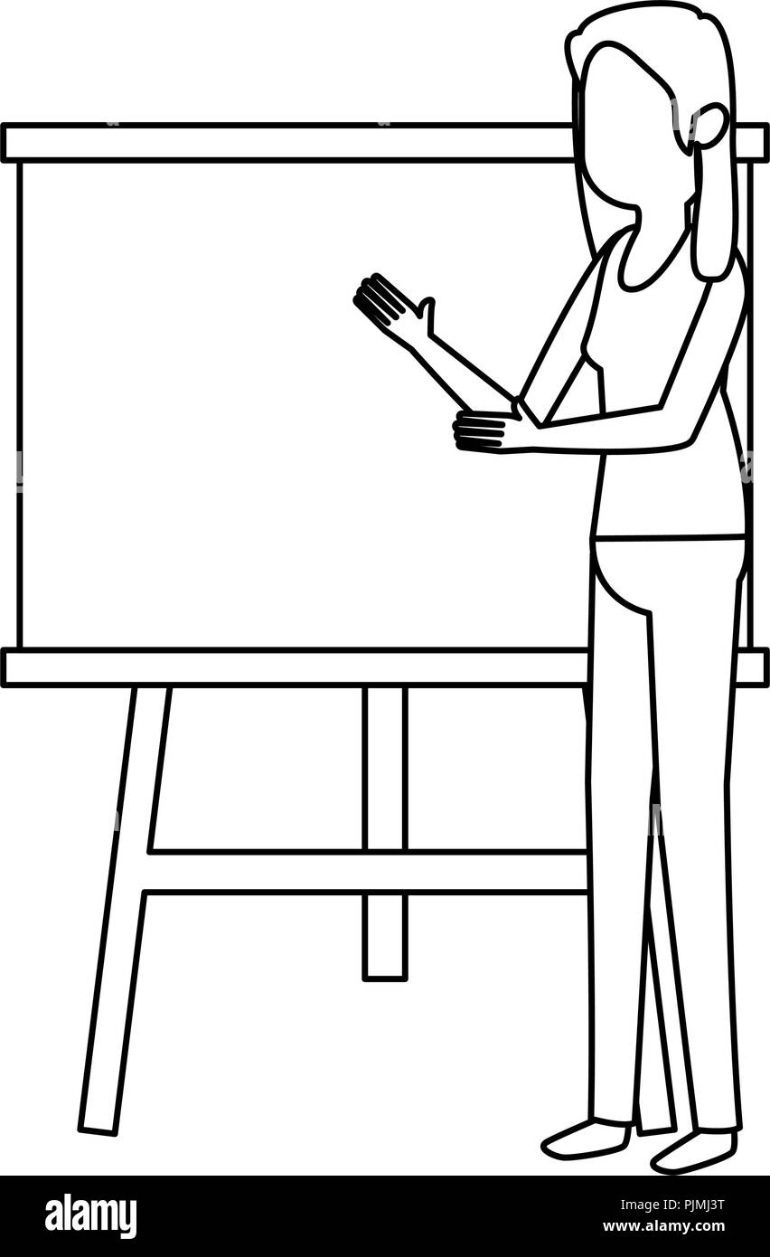 woman teaching with paperboard character vector illustration design ...