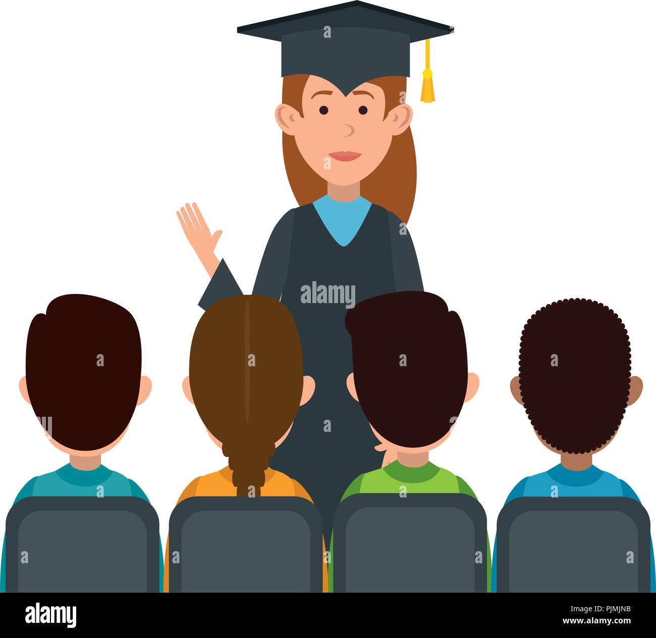 Female students seated Stock Vector Images - Alamy