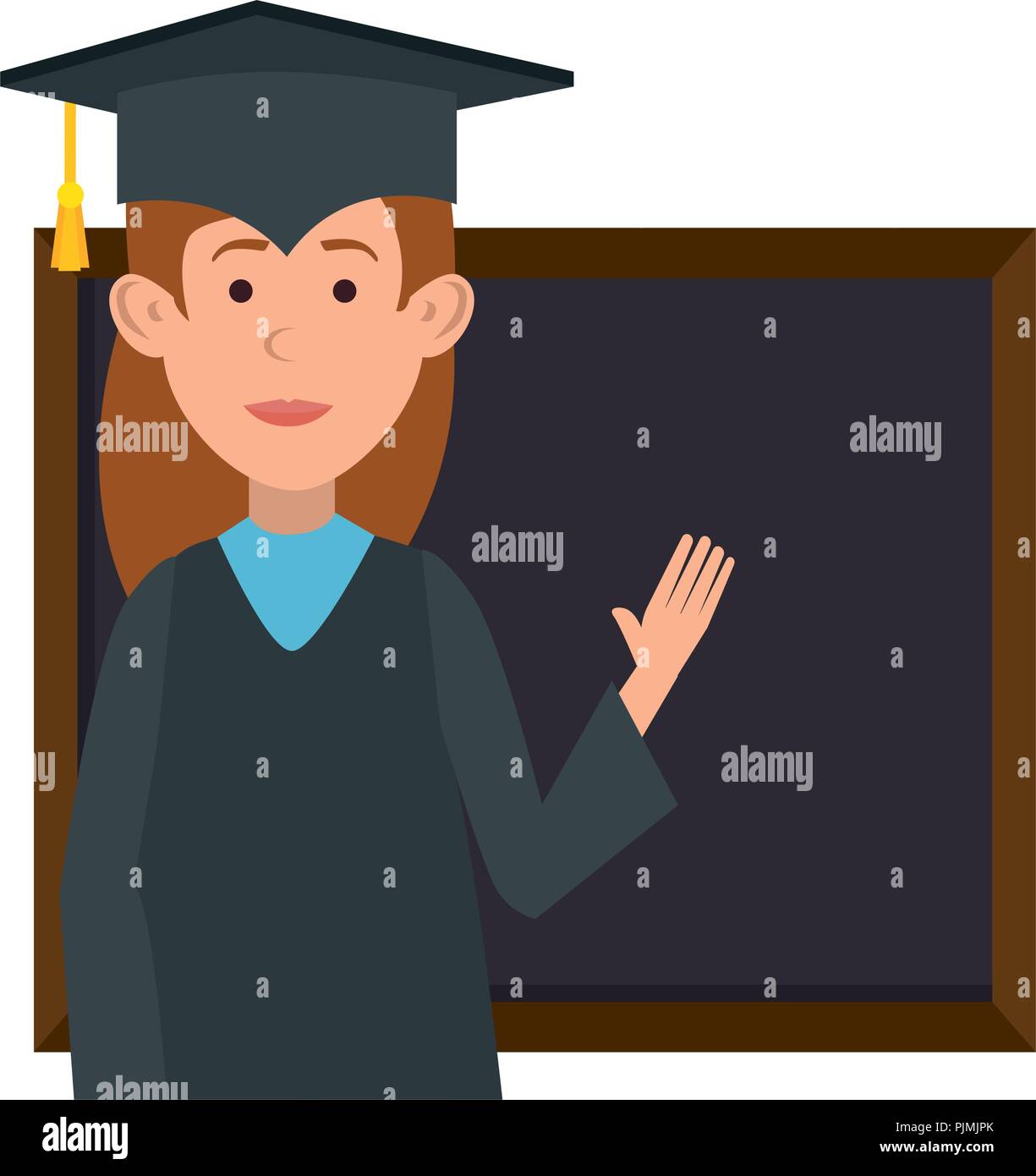 woman student graduated with chalkboard vector illustration design ...