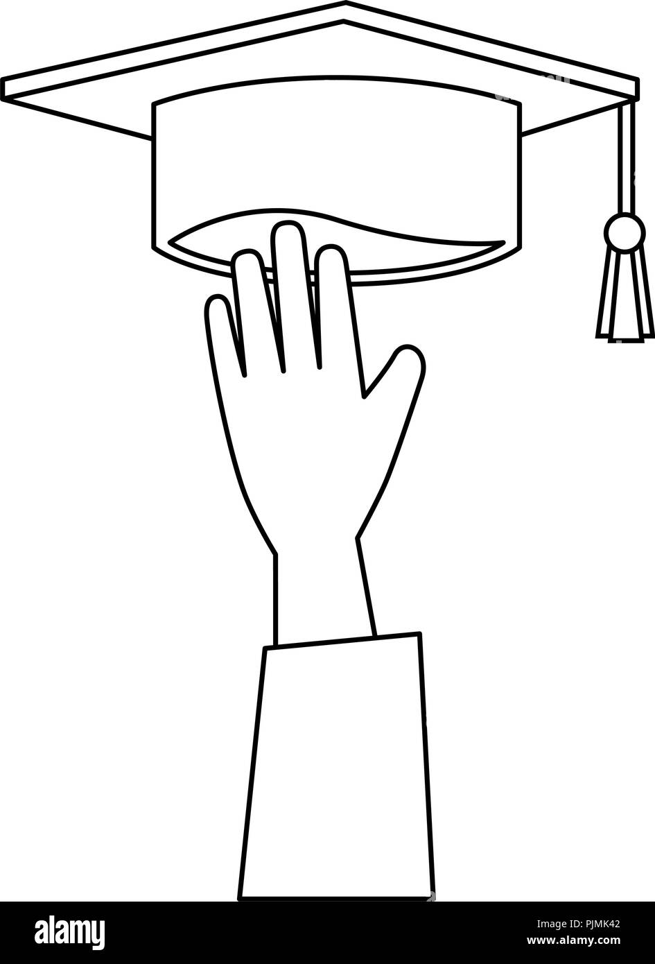 hand with graduation hat vector illustration design Stock Vector Image ...
