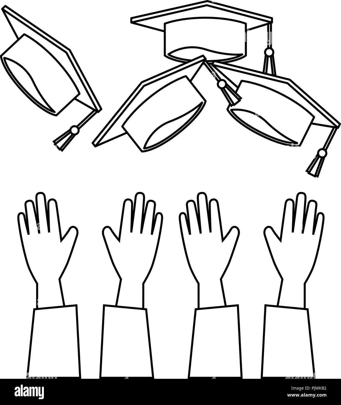 Graduation cap throwing hands vector hi-res stock photography and ...