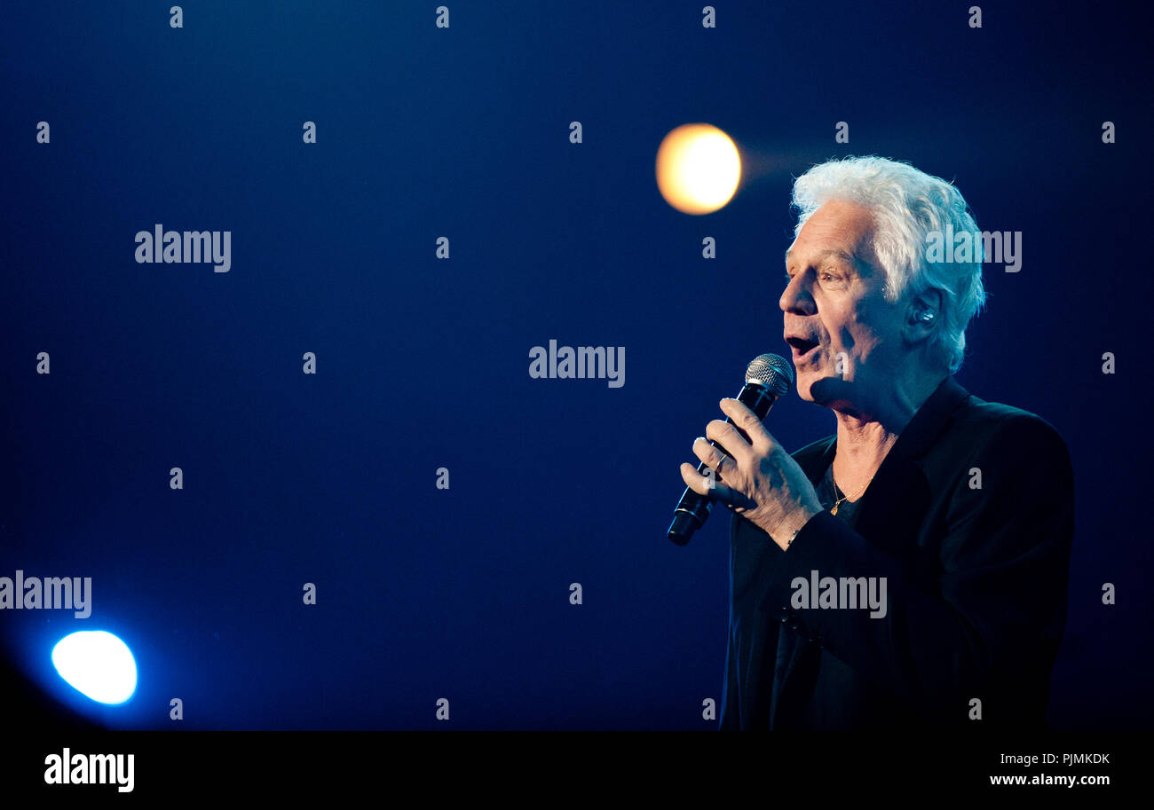 French singer Gerard Lenorman in concert at the Schlagerfestival in ...