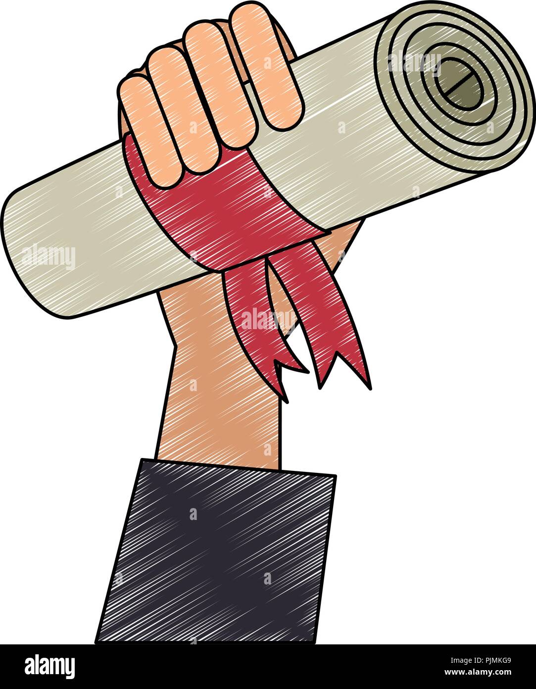 hand human with graduation diploma vector illustration design Stock ...