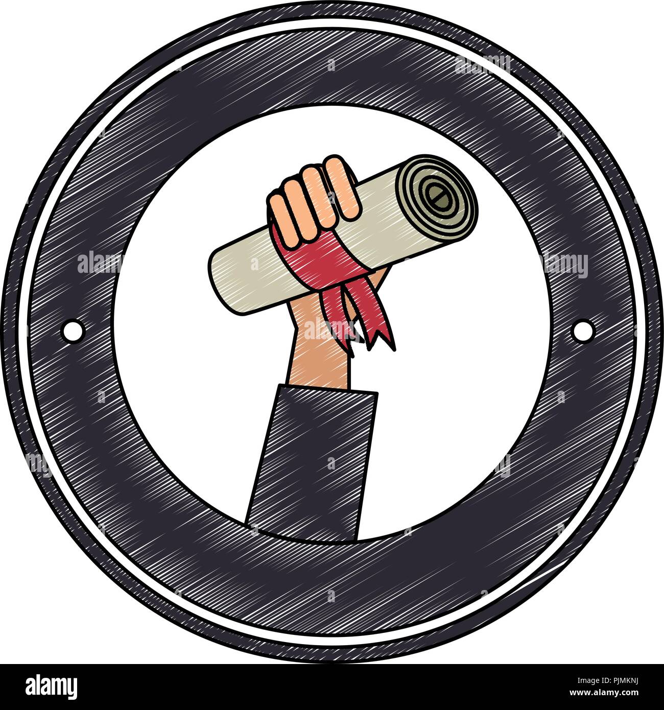 hand human with graduation diploma vector illustration design Stock ...