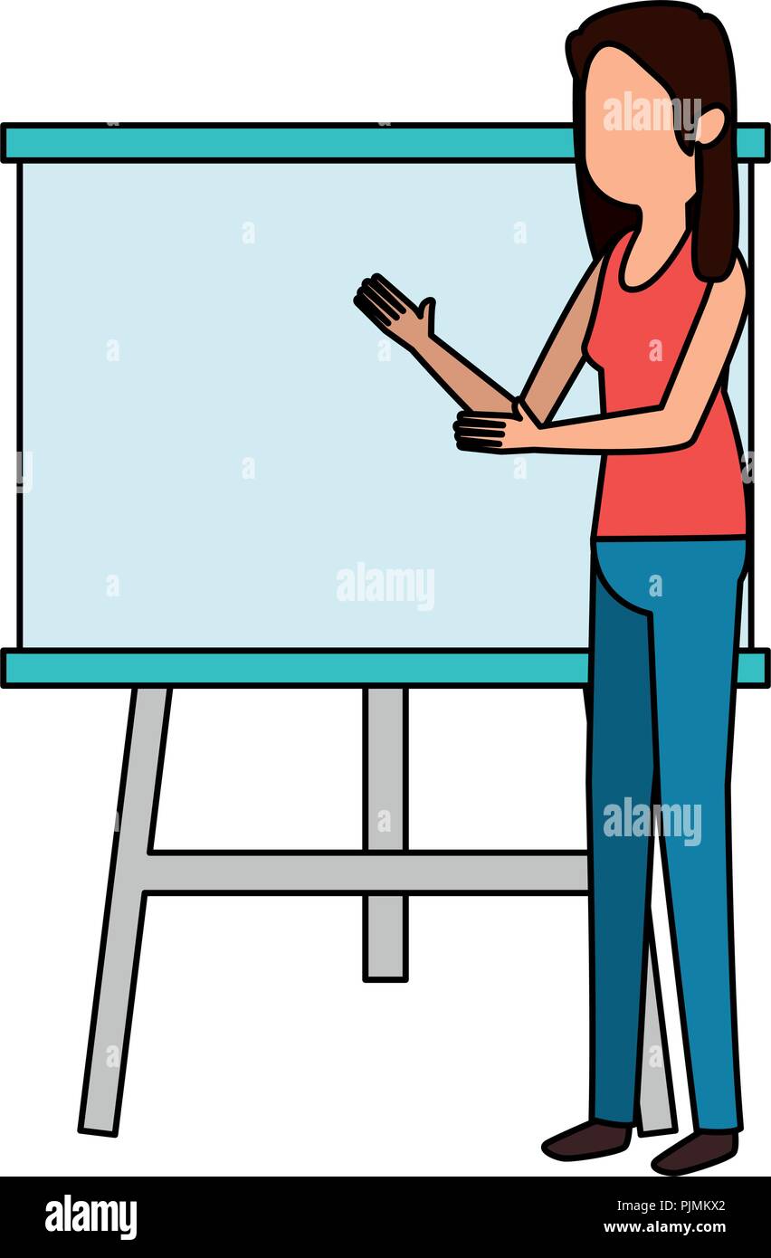 woman teaching with paperboard character vector illustration design ...