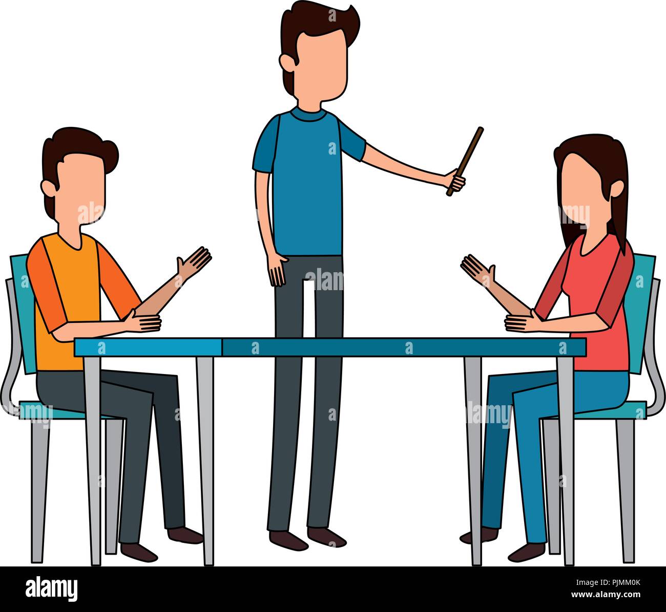 man teaching students characters vector illustration design Stock ...