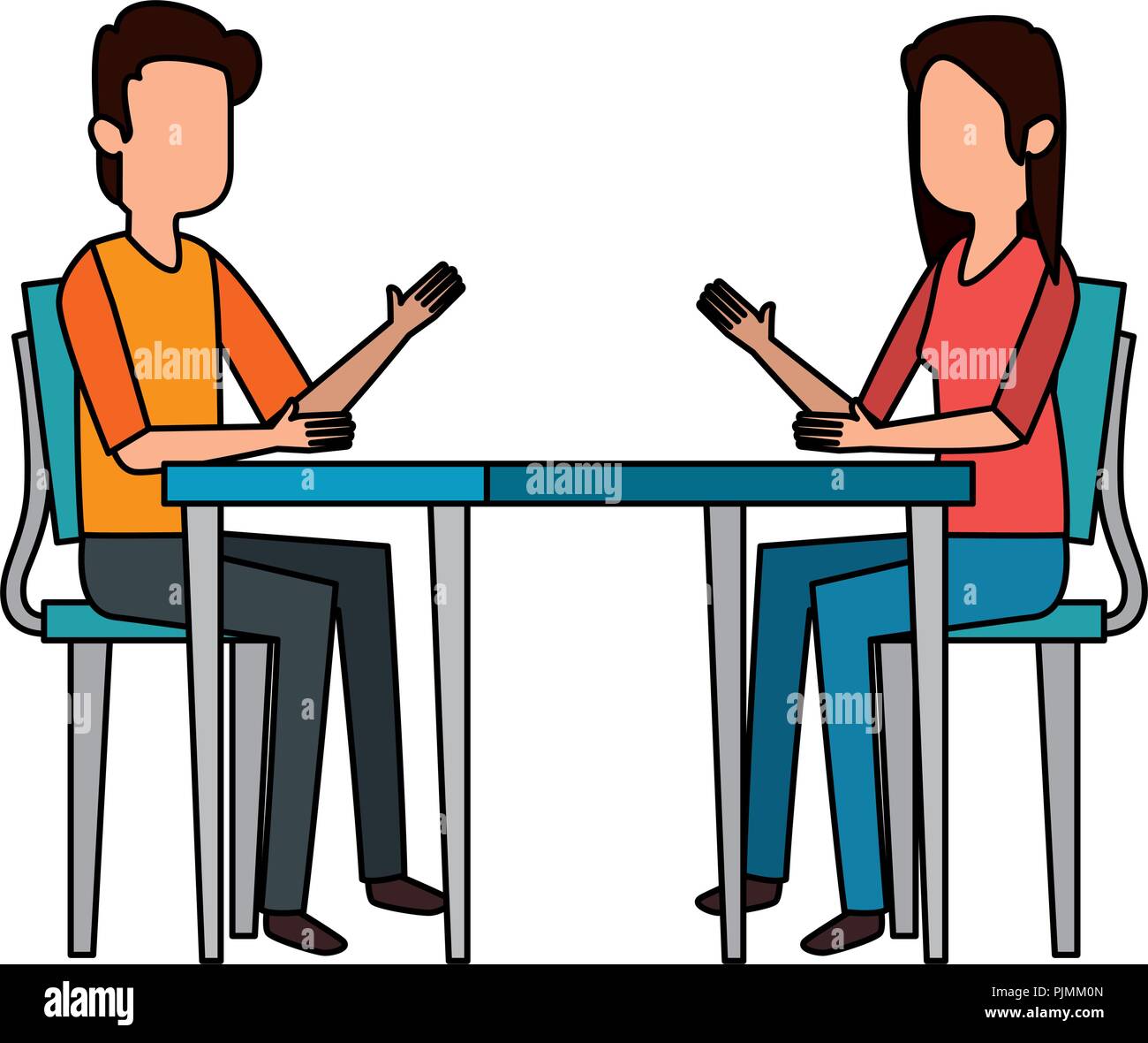 couple talking at table vector illustration design Stock Vector Image ...