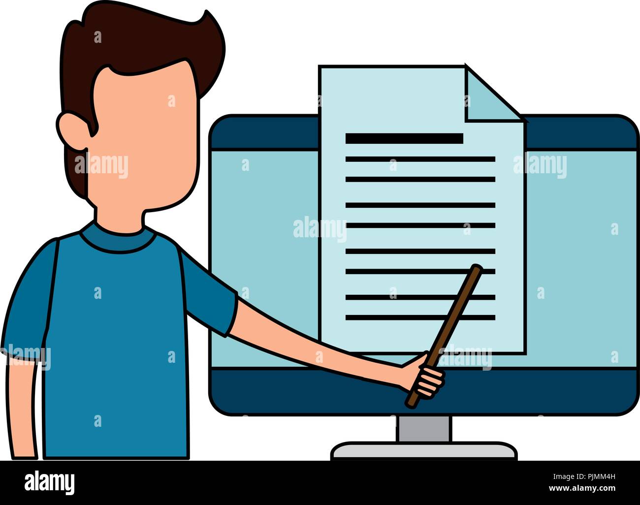 man teaching in computer character Stock Vector Image & Art - Alamy