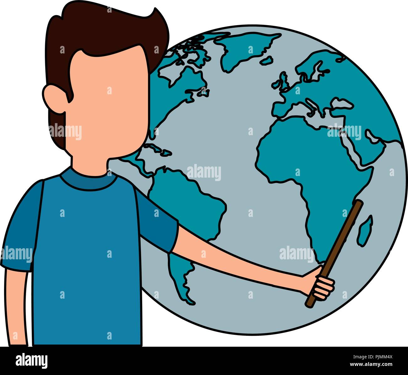 man teaching with world planet character Stock Vector Image & Art - Alamy