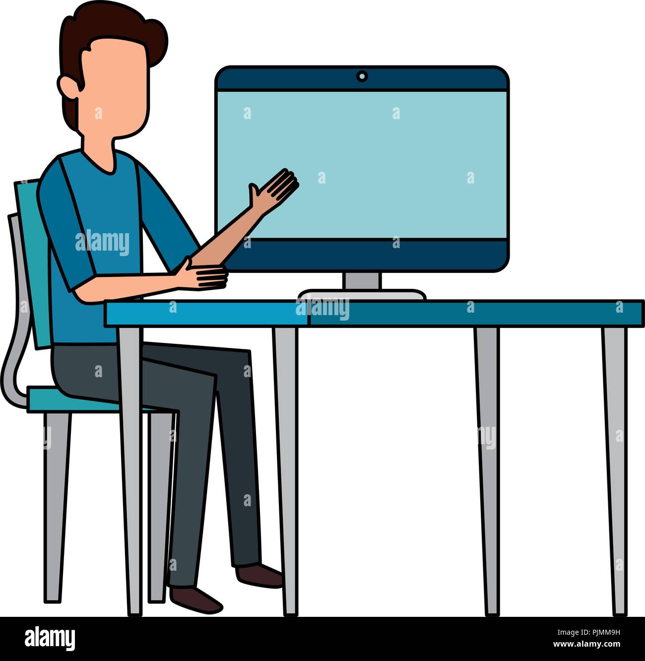 man teaching in computer character Stock Vector Image & Art - Alamy