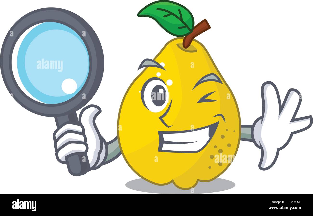 Detective bunch cartoon of juicy yellow quinces fruits Stock Vector ...