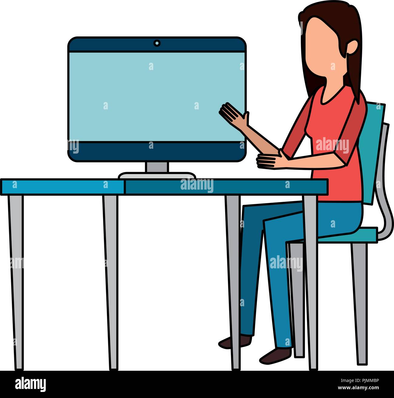 woman teaching in computer character Stock Vector Image & Art - Alamy
