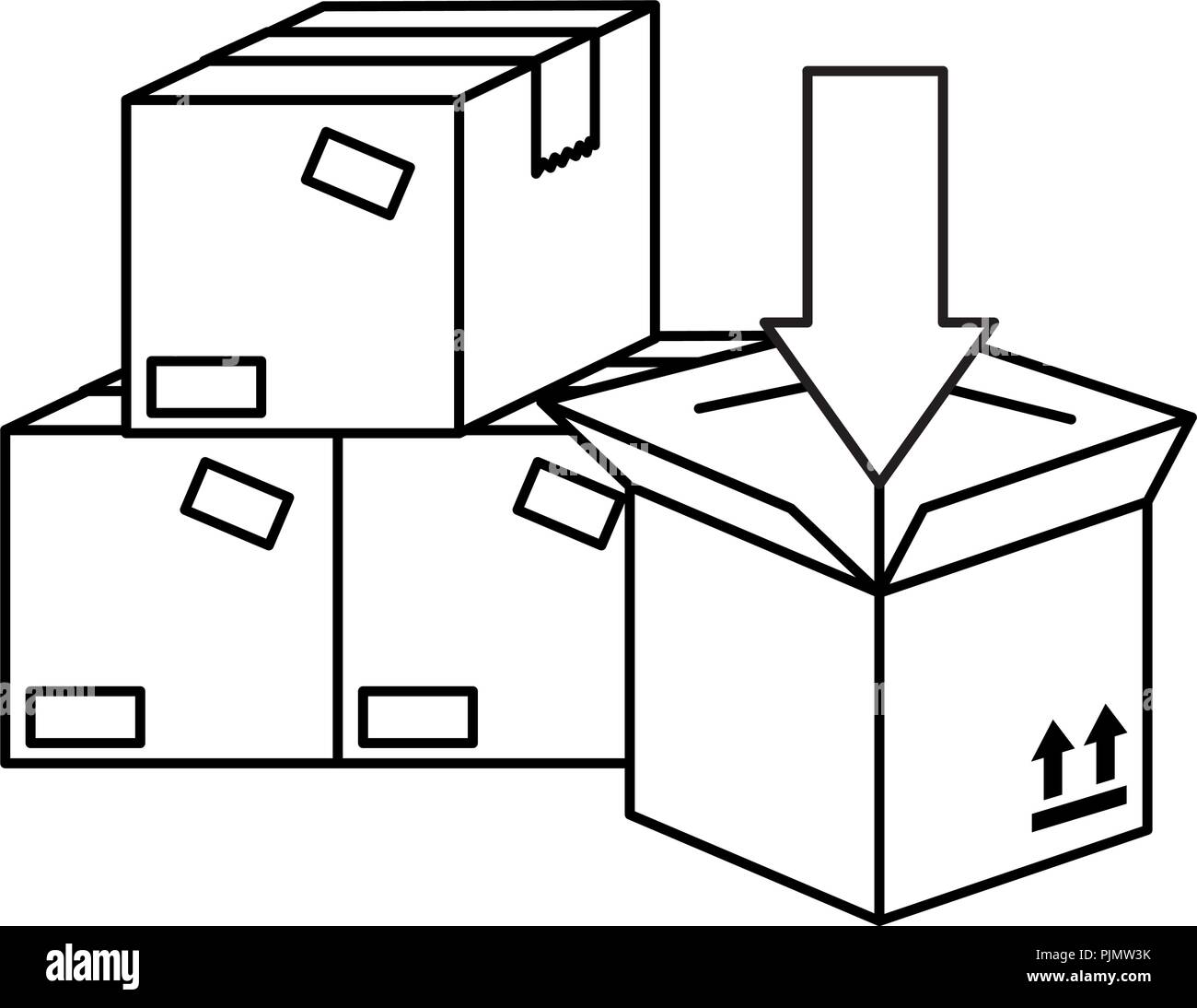 Box with down arrow Black and White Stock Photos & Images - Alamy