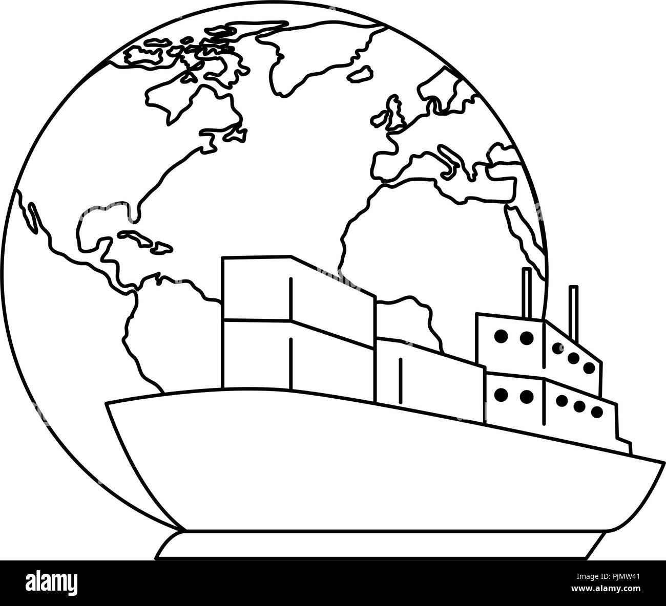 world planet earth with cargo ship Stock Vector Image & Art - Alamy