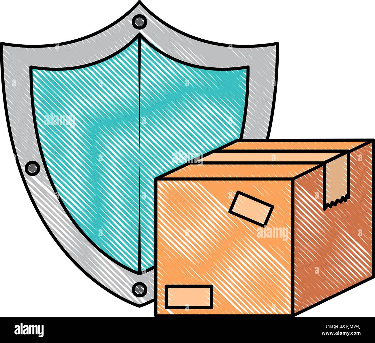 packing box carton with shield Stock Vector Image & Art - Alamy