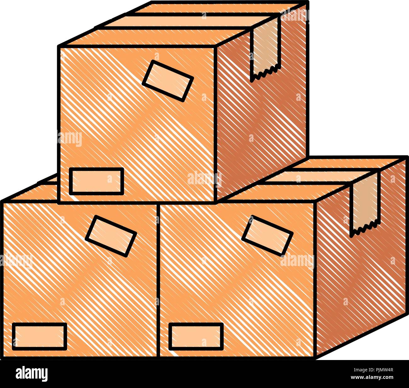 pile packing boxes carton Stock Vector Image & Art - Alamy