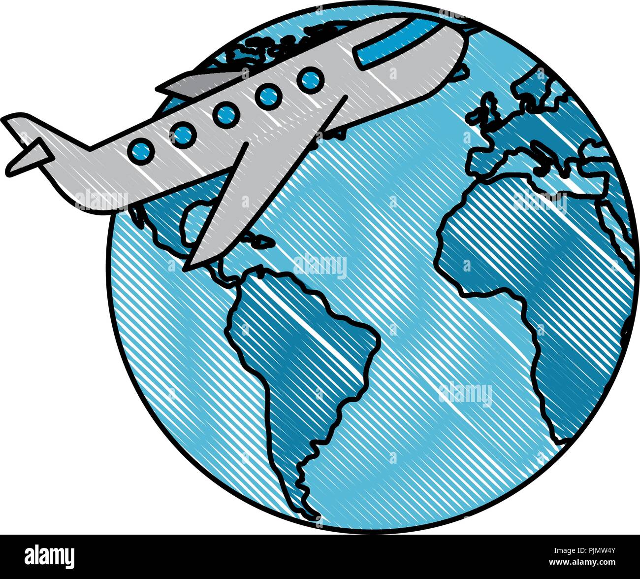 world planet earth with airplane Stock Vector Image & Art - Alamy
