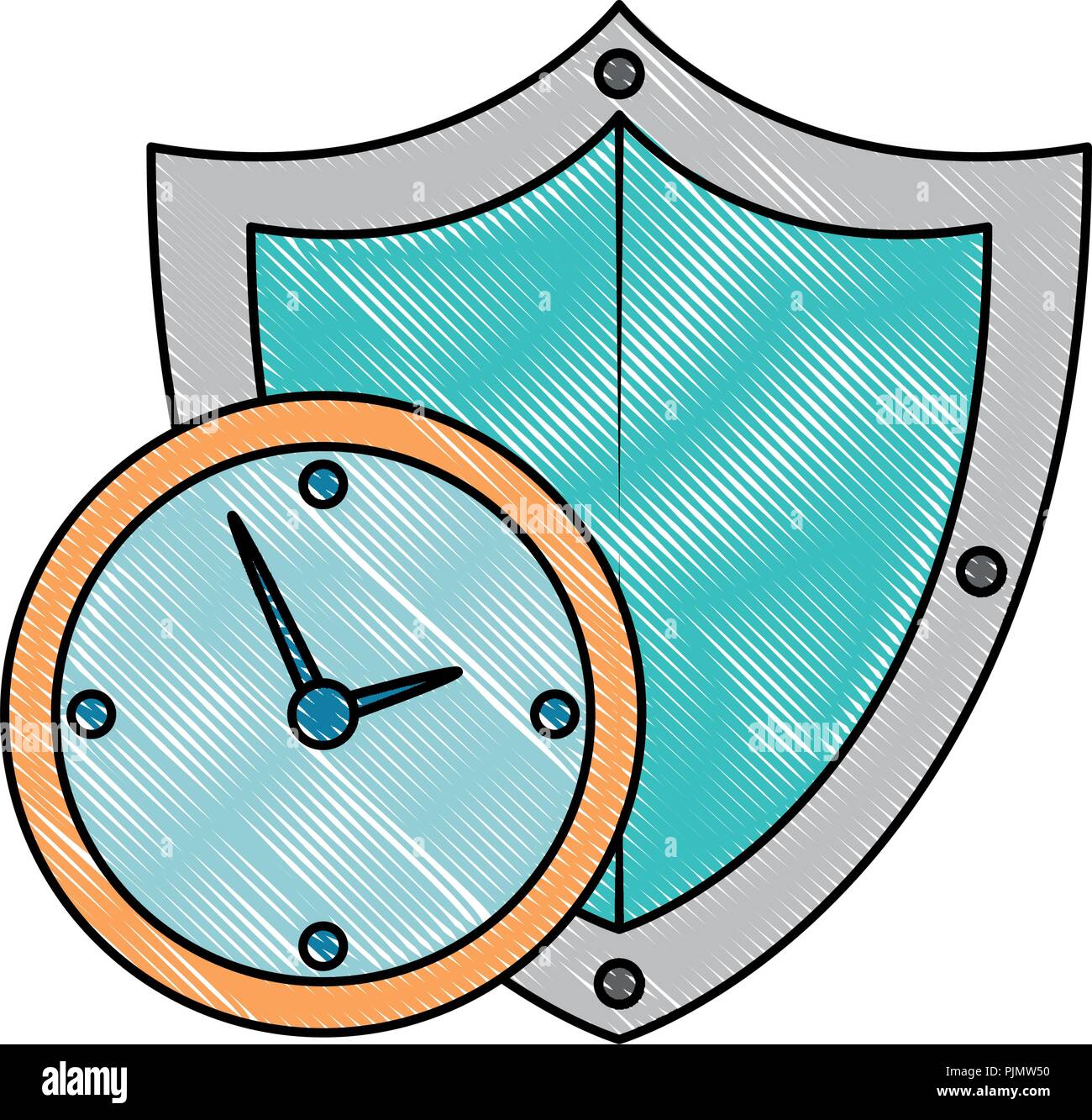 time clock with shield Stock Vector Image & Art - Alamy