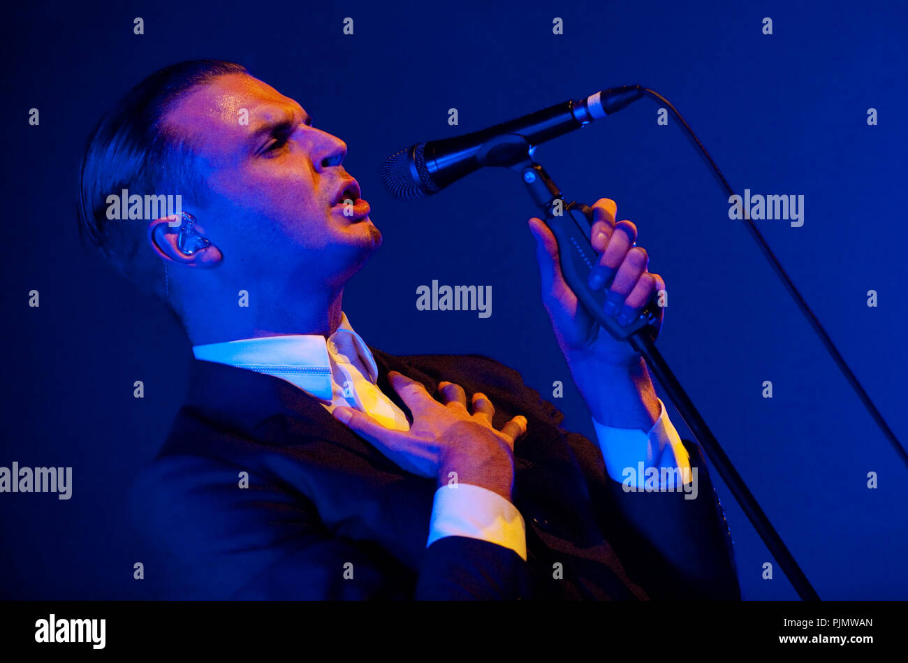 English synthpop duo Hurts in concert at the Botanique in Brussels ...