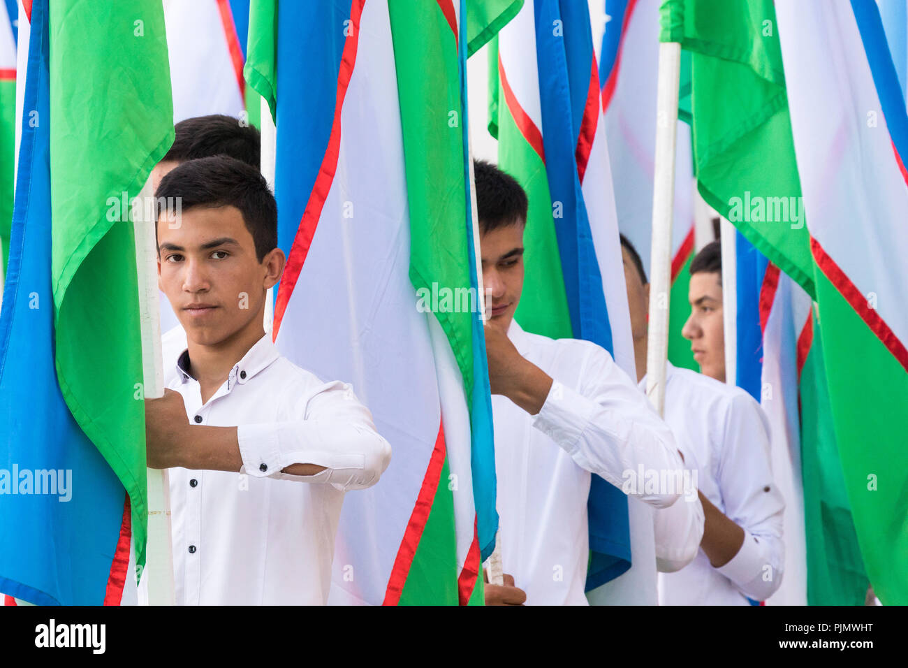 White uzbekistan flag hi-res stock photography and images - Alamy