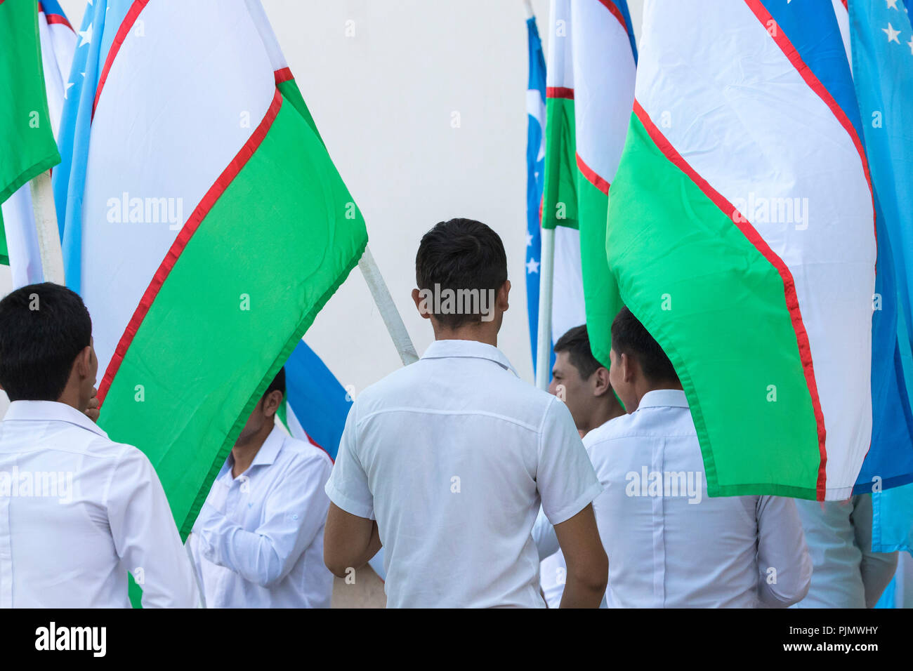 Flag of uzbekistan waving hi-res stock photography and images - Alamy