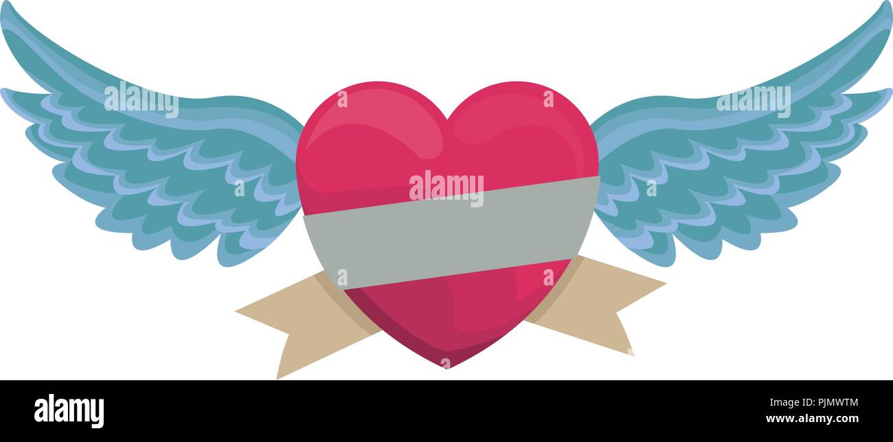 Heart with wings and ribbon banner Stock Vector Image & Art - Alamy