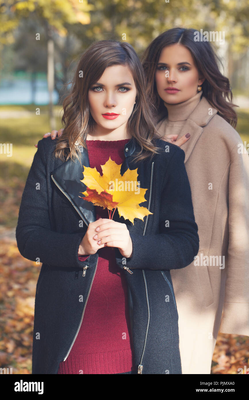 Fashion model women in season coat outdoor, fashion beauty portrait ...