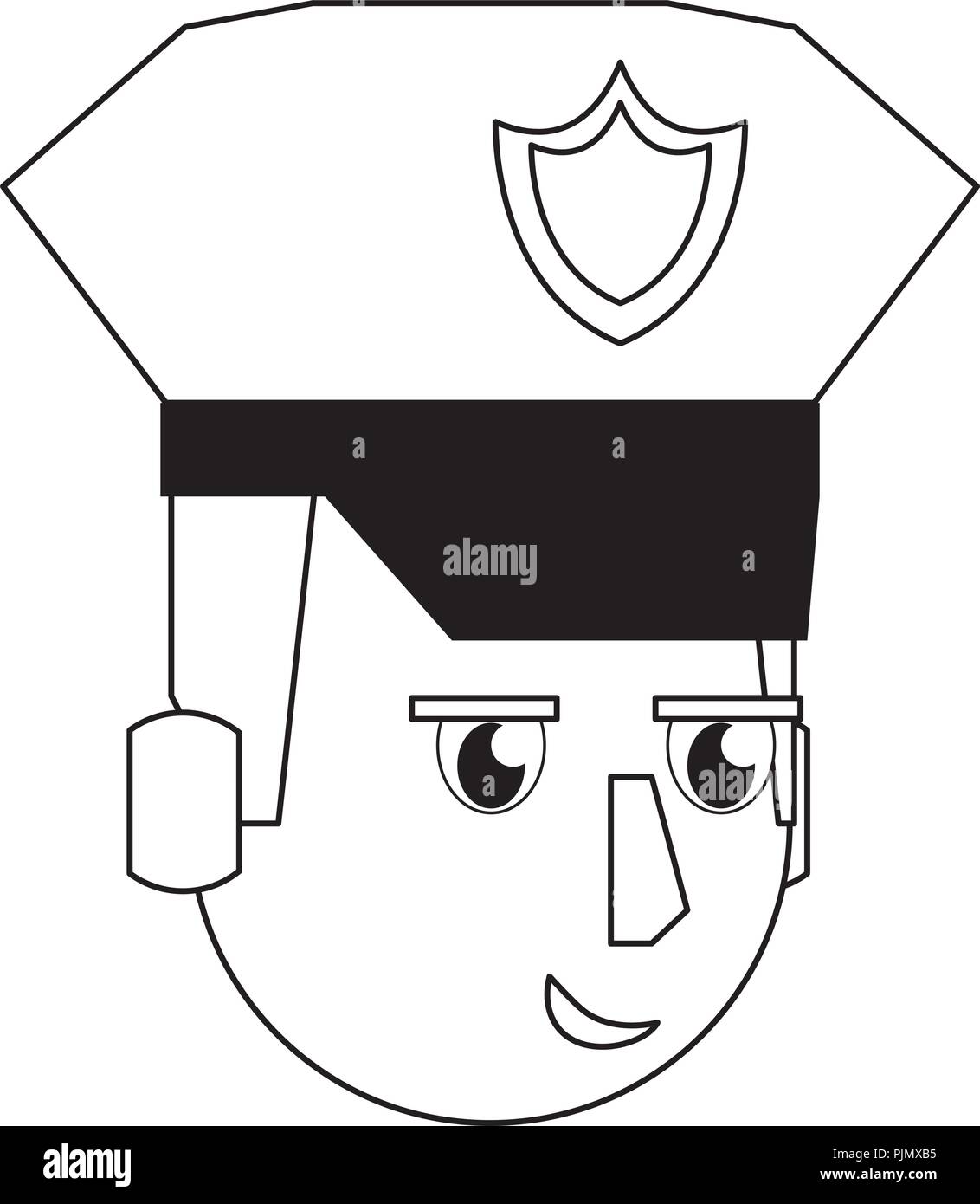 Police face cartoon in black and white Stock Vector Image & Art - Alamy