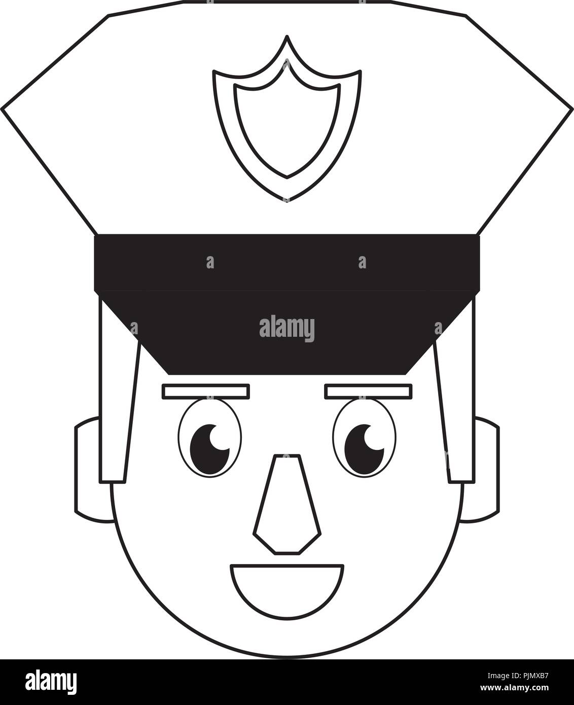 Police face cartoon in black and white Stock Vector Image & Art - Alamy