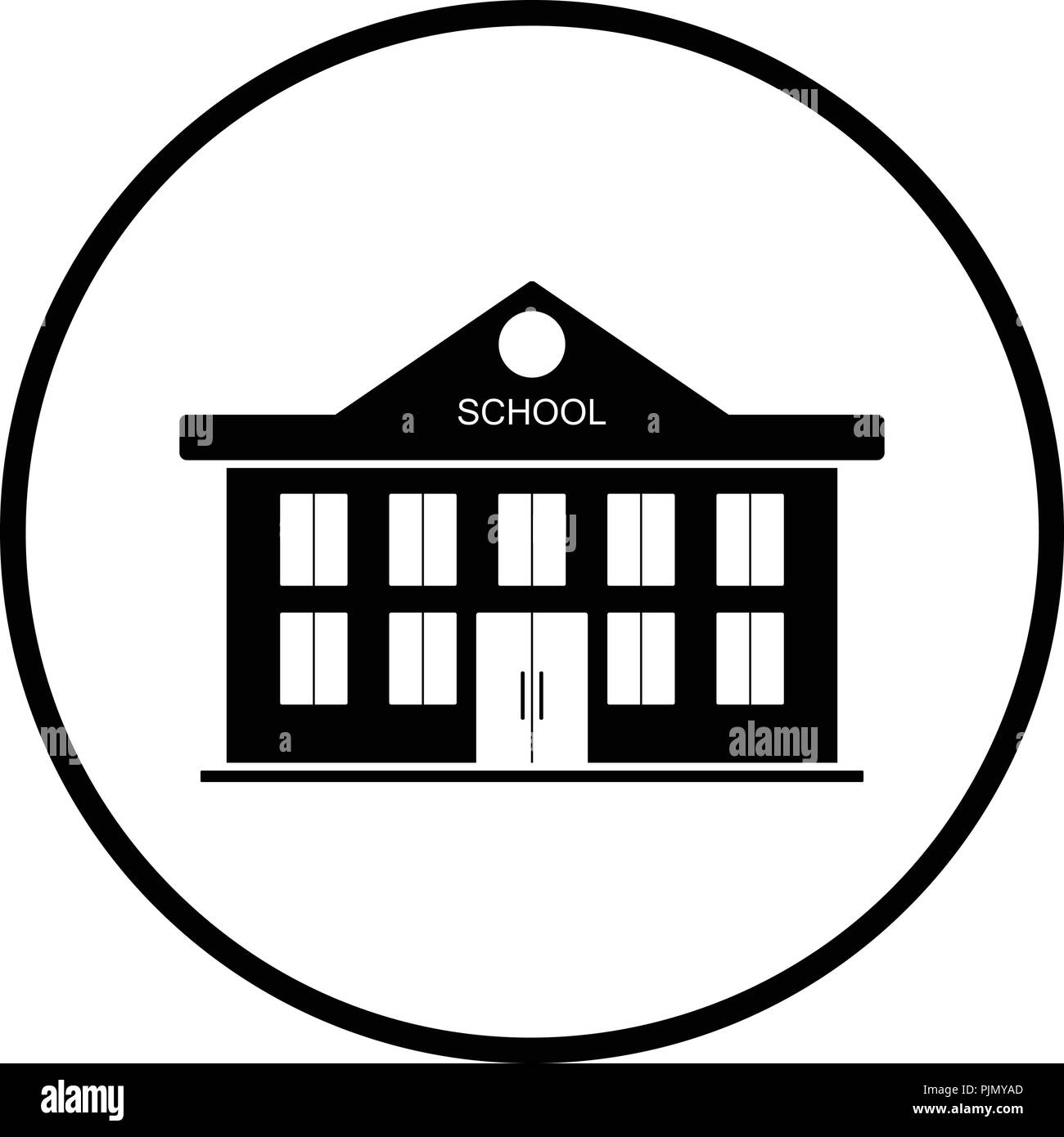 School building icon. Thin circle design. Vector illustration Stock ...
